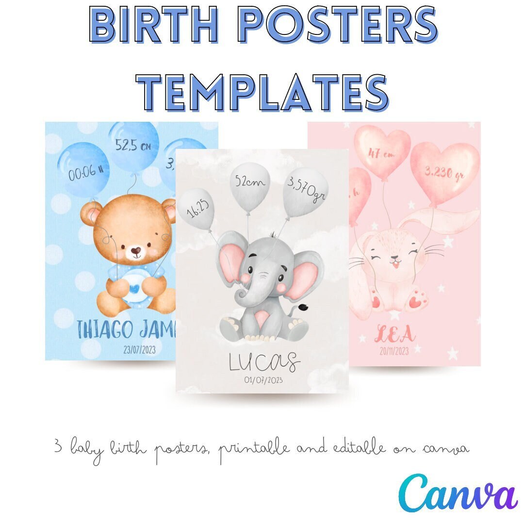 Birth Poster Templates - Etsy