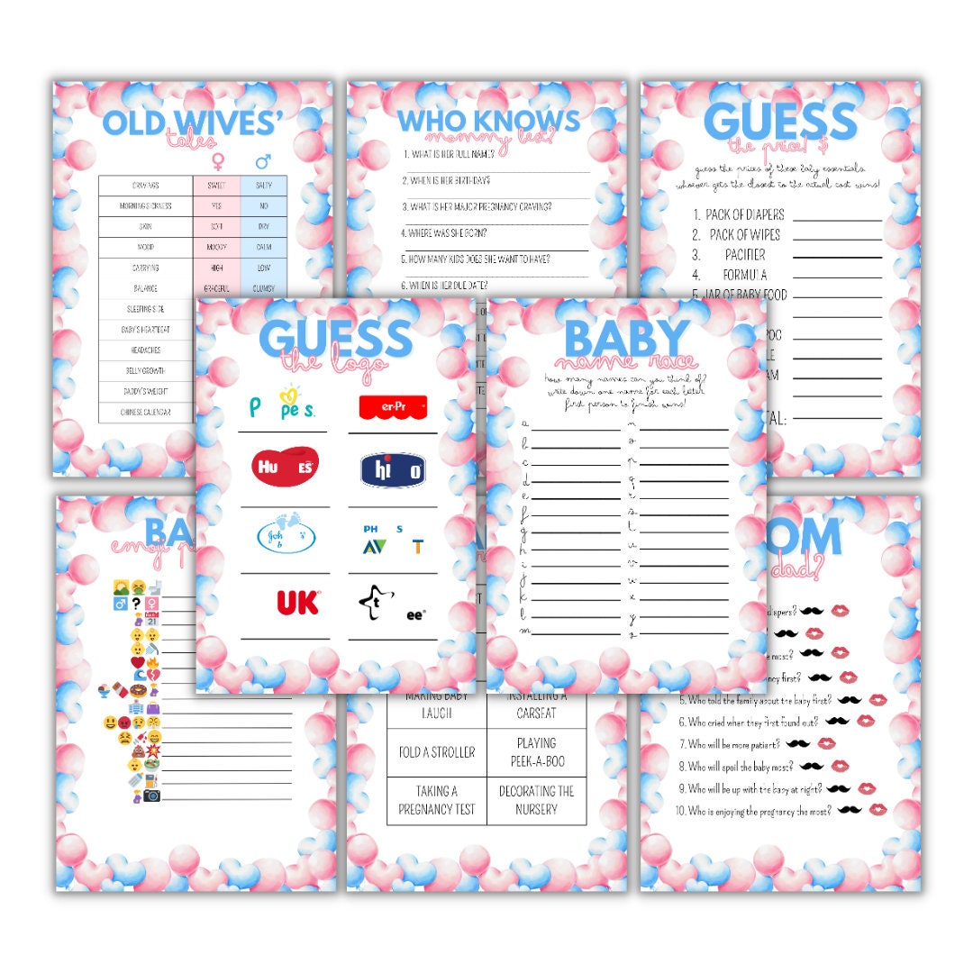 Gender Reveal Party Games Ready to Print, Gender Reveal Activities for ...