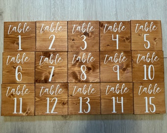 Wood Block Table Numbers - Etsy