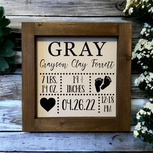 Custom Newborn Sign, Birth Stats Sign, Baby Date and Weight, Nursery ...