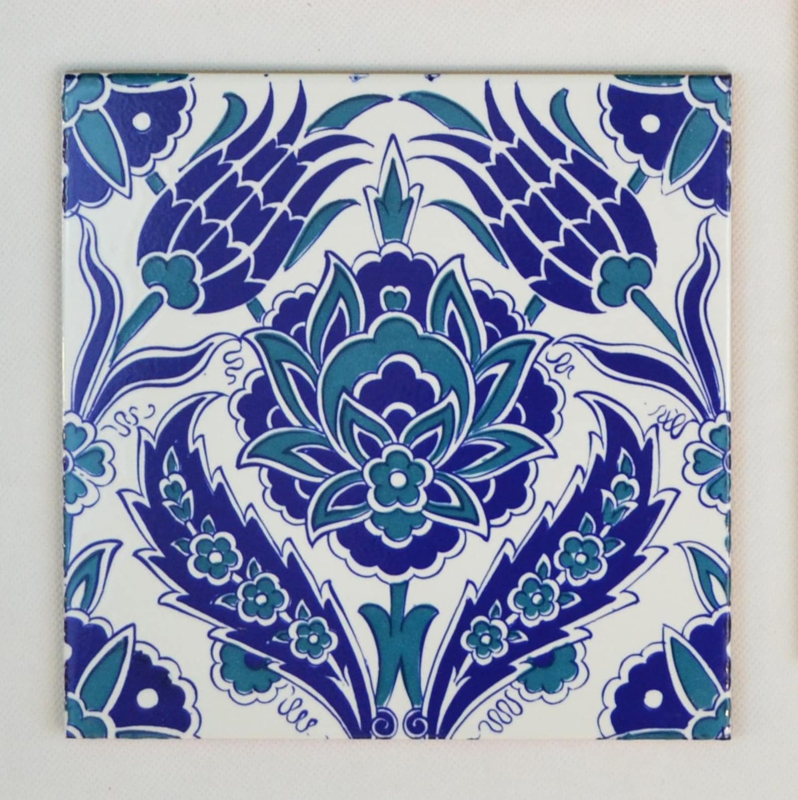 Handmade Turkish Iznik Floral Ceramic Wall Tiles Blue Turquoise Red ...