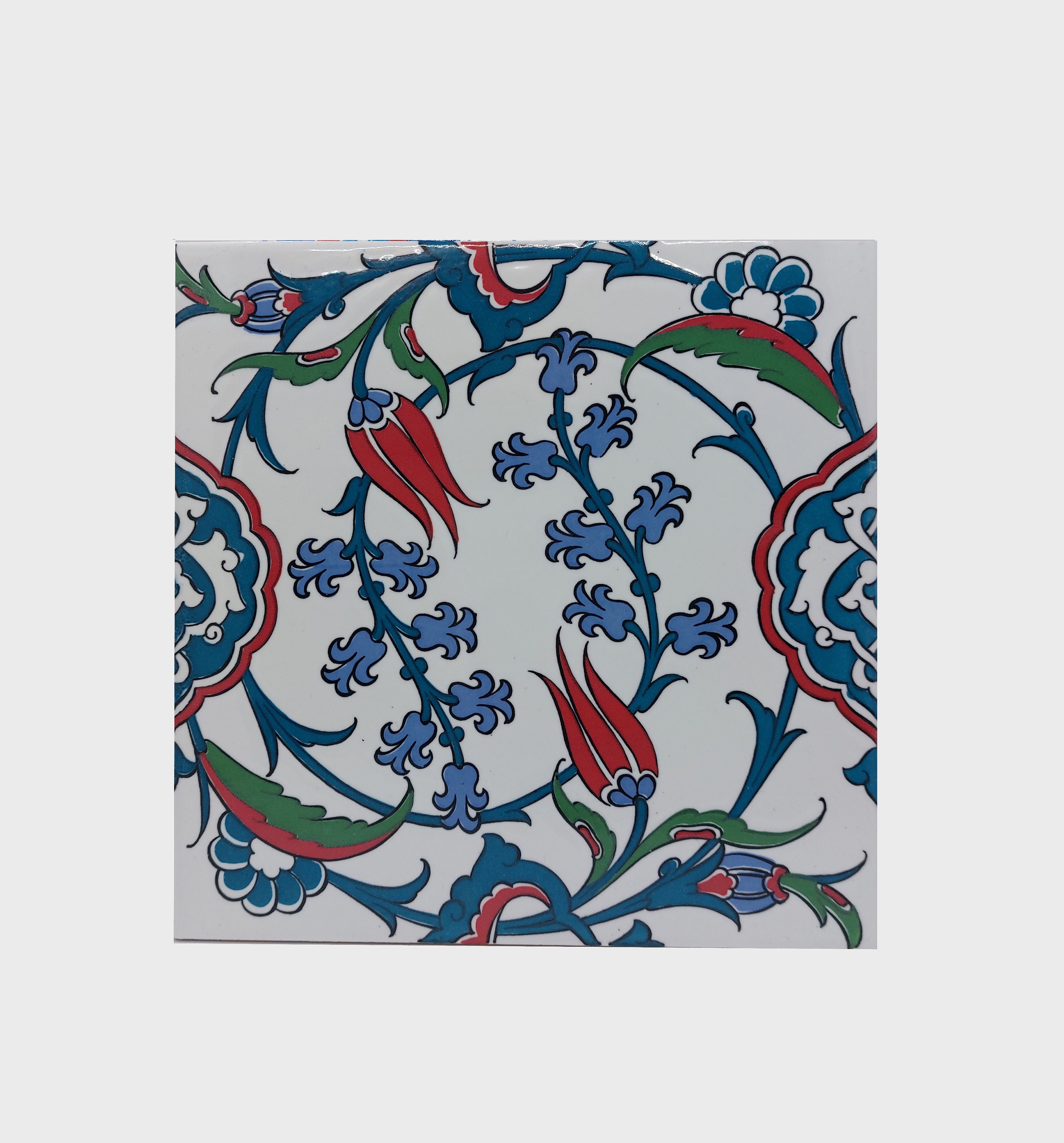 4 X Handmade Tulip Design Turkish Iznik Floral Ceramic Wall Tile ...