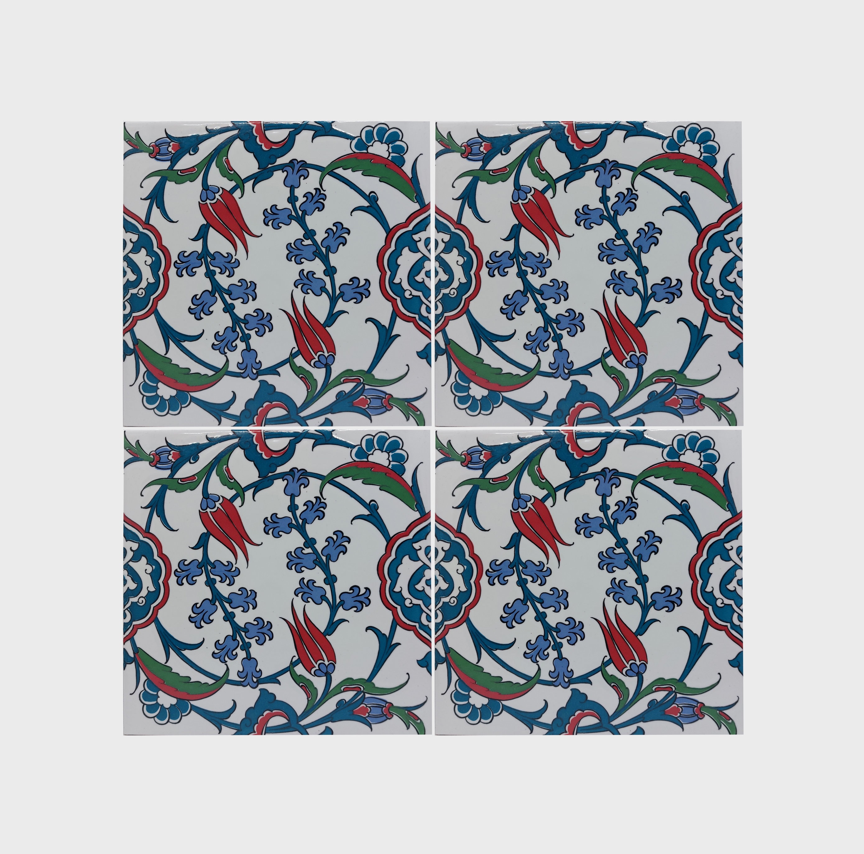 4 X Handmade Tulip Design Turkish Iznik Floral Ceramic Wall Tile ...