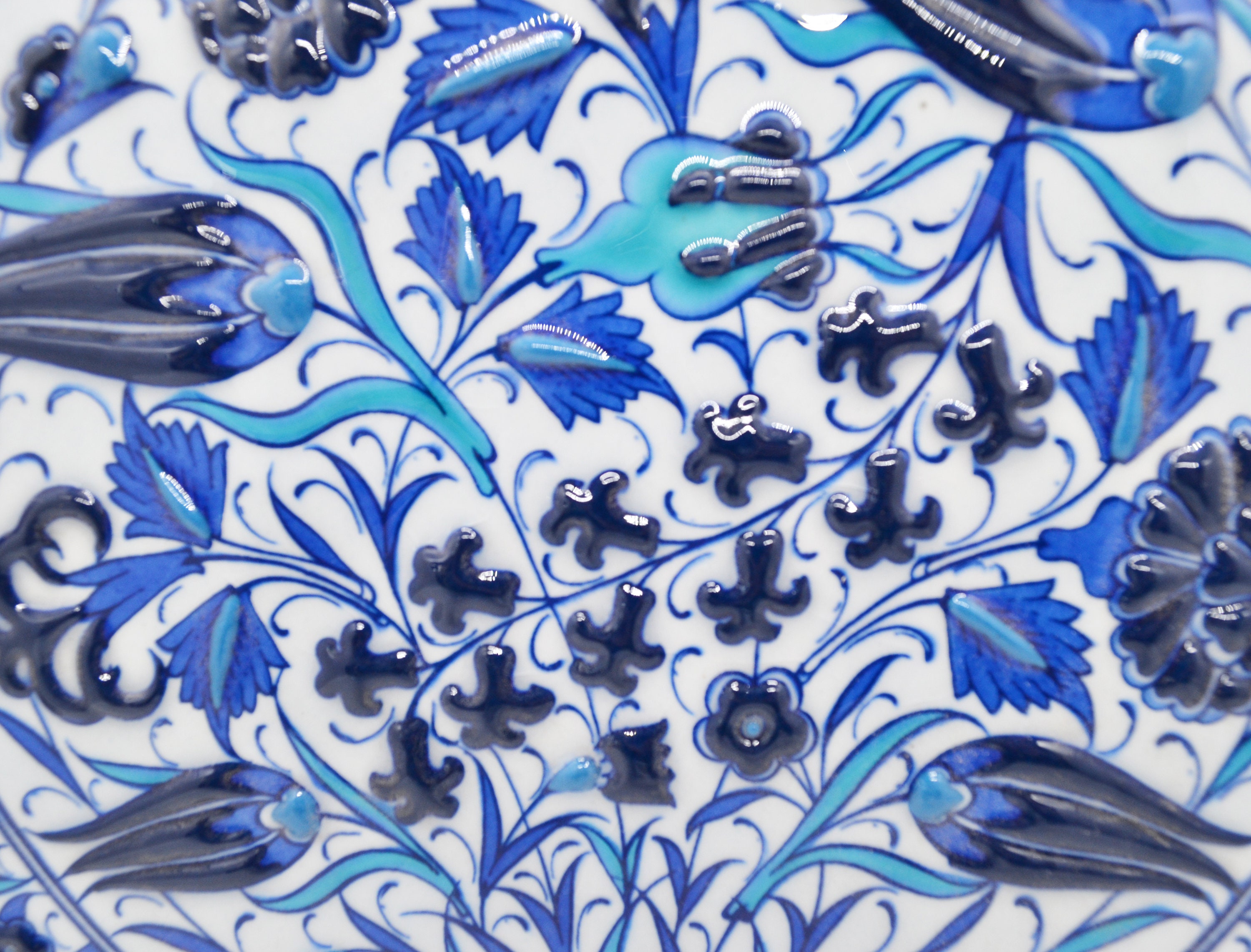 Hand Painted 3D Relief Blue Floral Tulip Iznik Ceramic Tile - Etsy