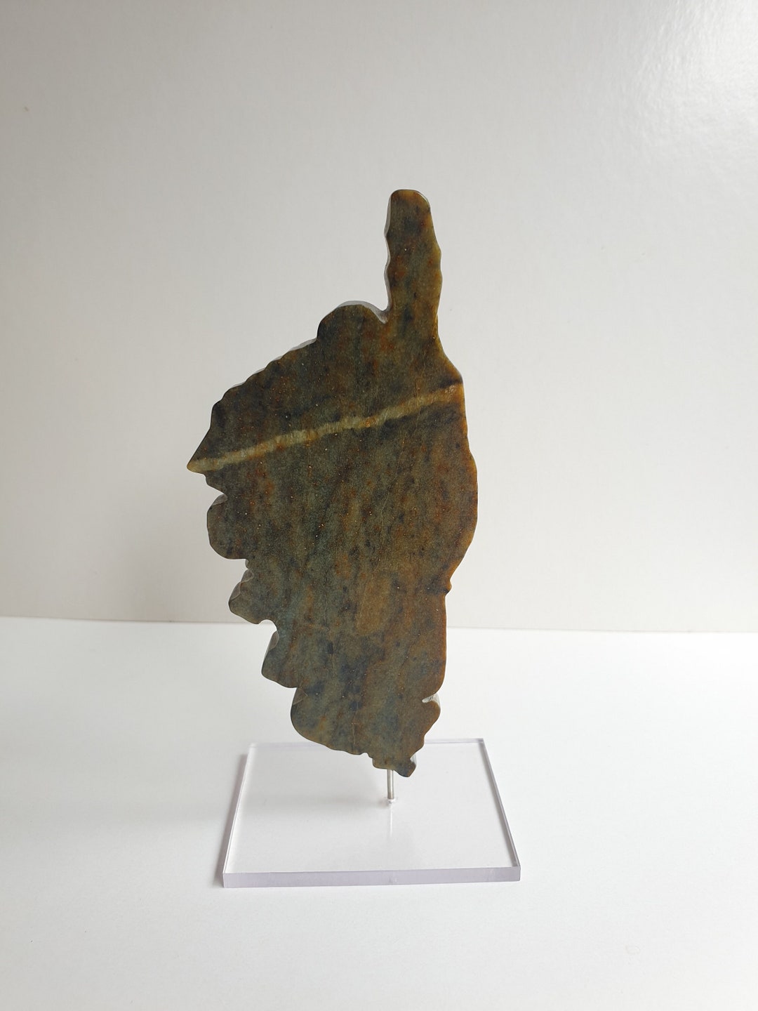 Corsican Sculpture in Speckled Green/ochre Stone With Light Vein large ...
