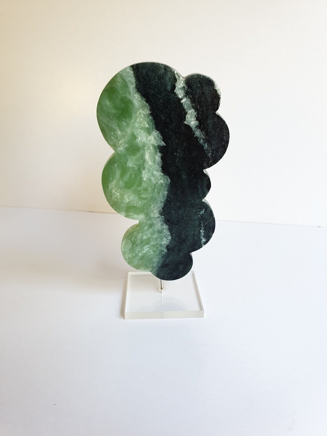 Pearly Green and Black Stone Sculpture moss - Etsy