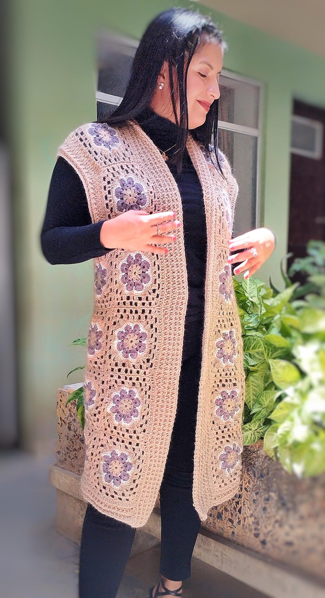 Chaleco Tejido a Crochet "granny's Garden" Con Lana De Oveja Y Alpaca Natural. - Etsy