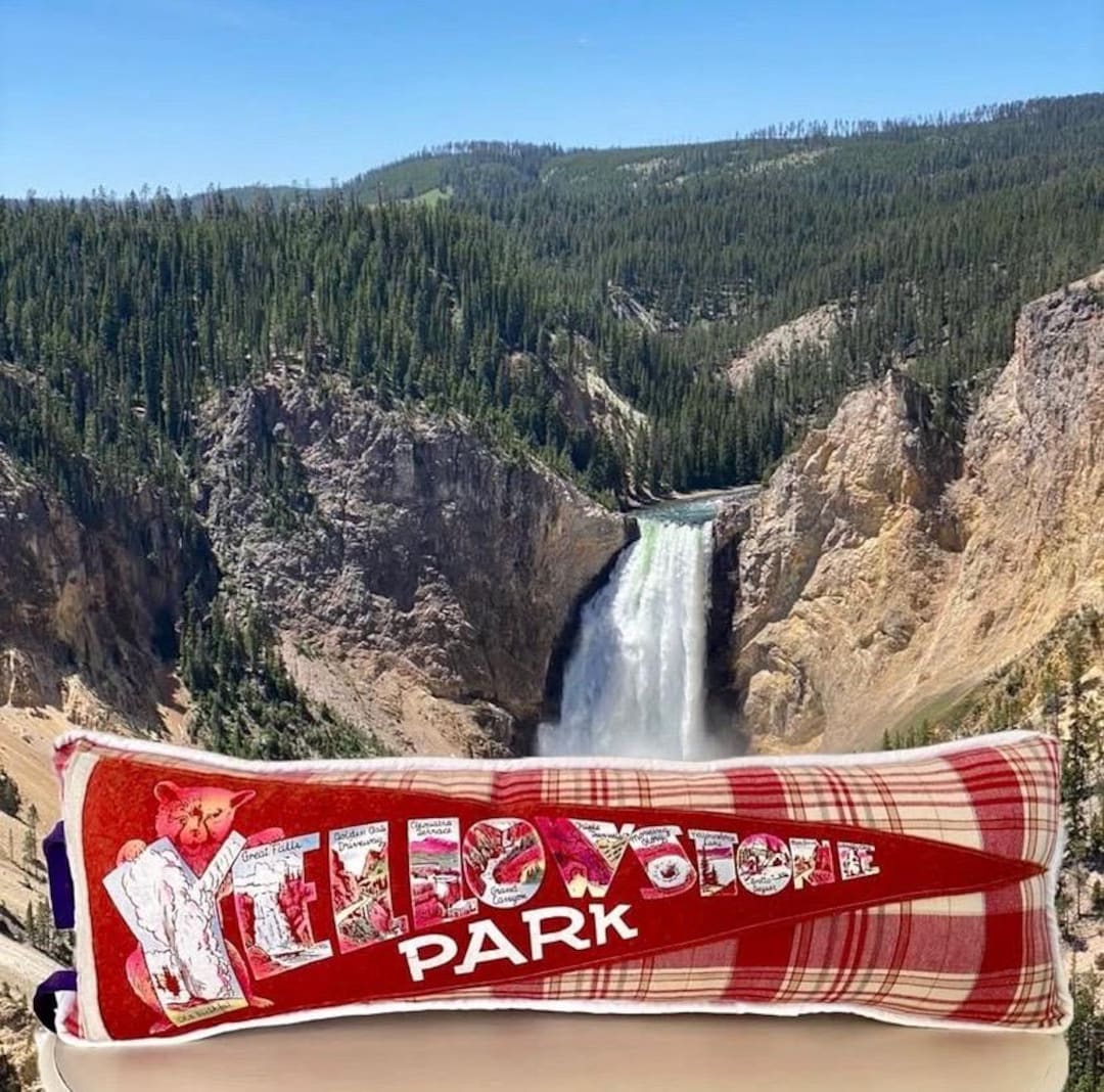 Yellowstone Vintage Pennant Pillow National Parks Edition Handmade - Etsy