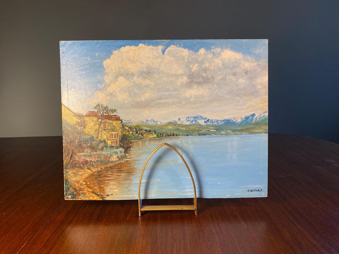 Original Vintage Oil Painting – Cave Castle Glérolles, Switzerland ...