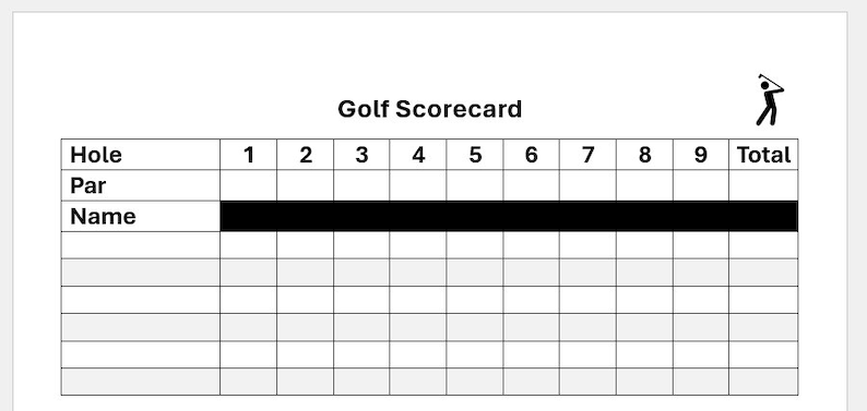 Printable Golf Scorecard: 9 Holes (digital Download) - Etsy