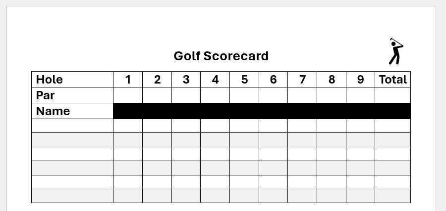 Printable Golf Scorecard: 9 Holes (digital Download) - Etsy
