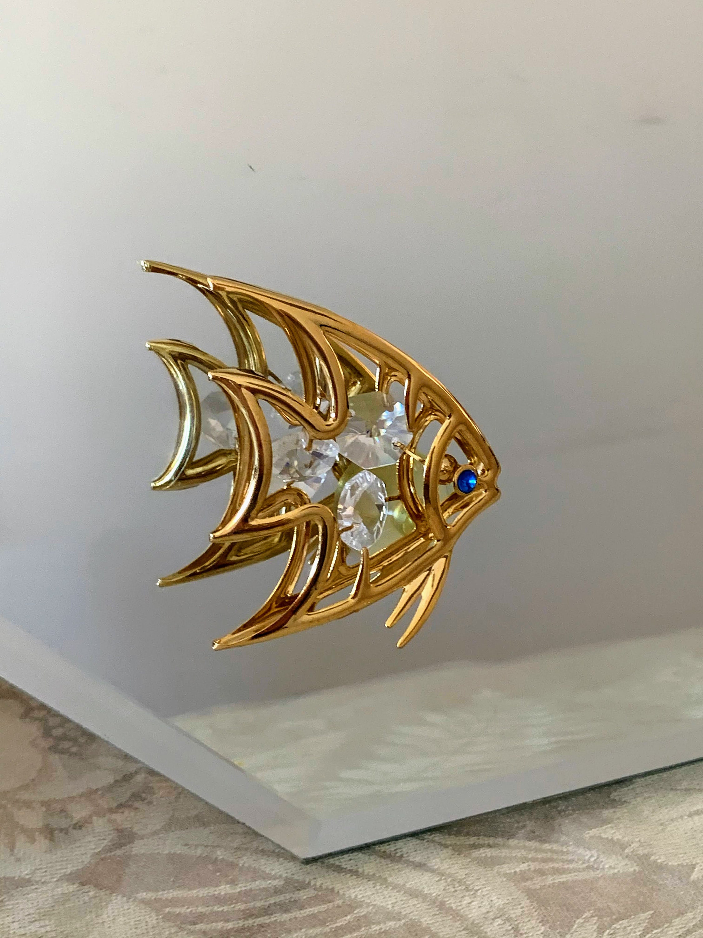 Fish Austrian Crystal Suncatcher Mascot 24K Gold Plated - Etsy