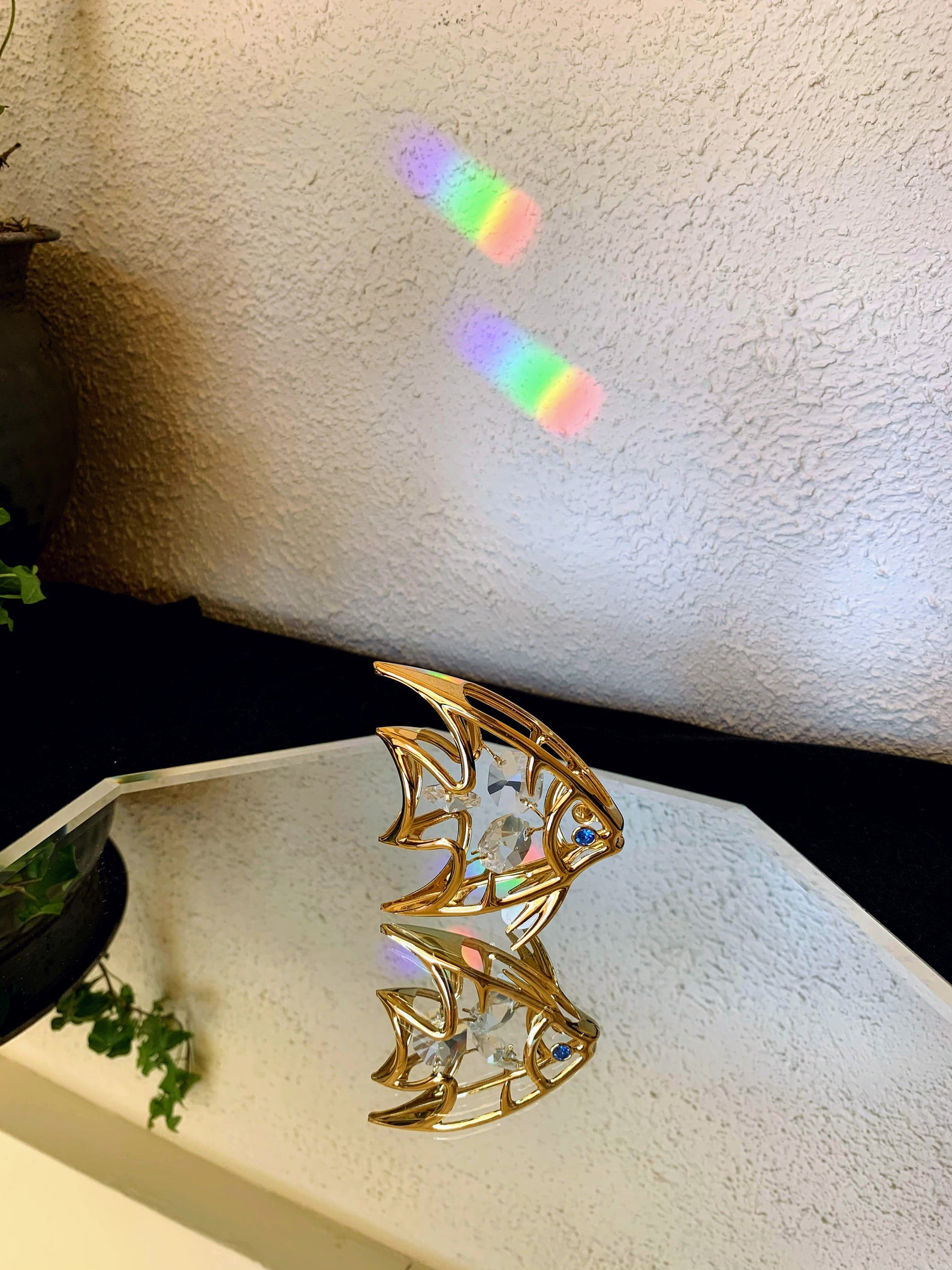 Fish Austrian Crystal Suncatcher Mascot 24K Gold Plated - Etsy