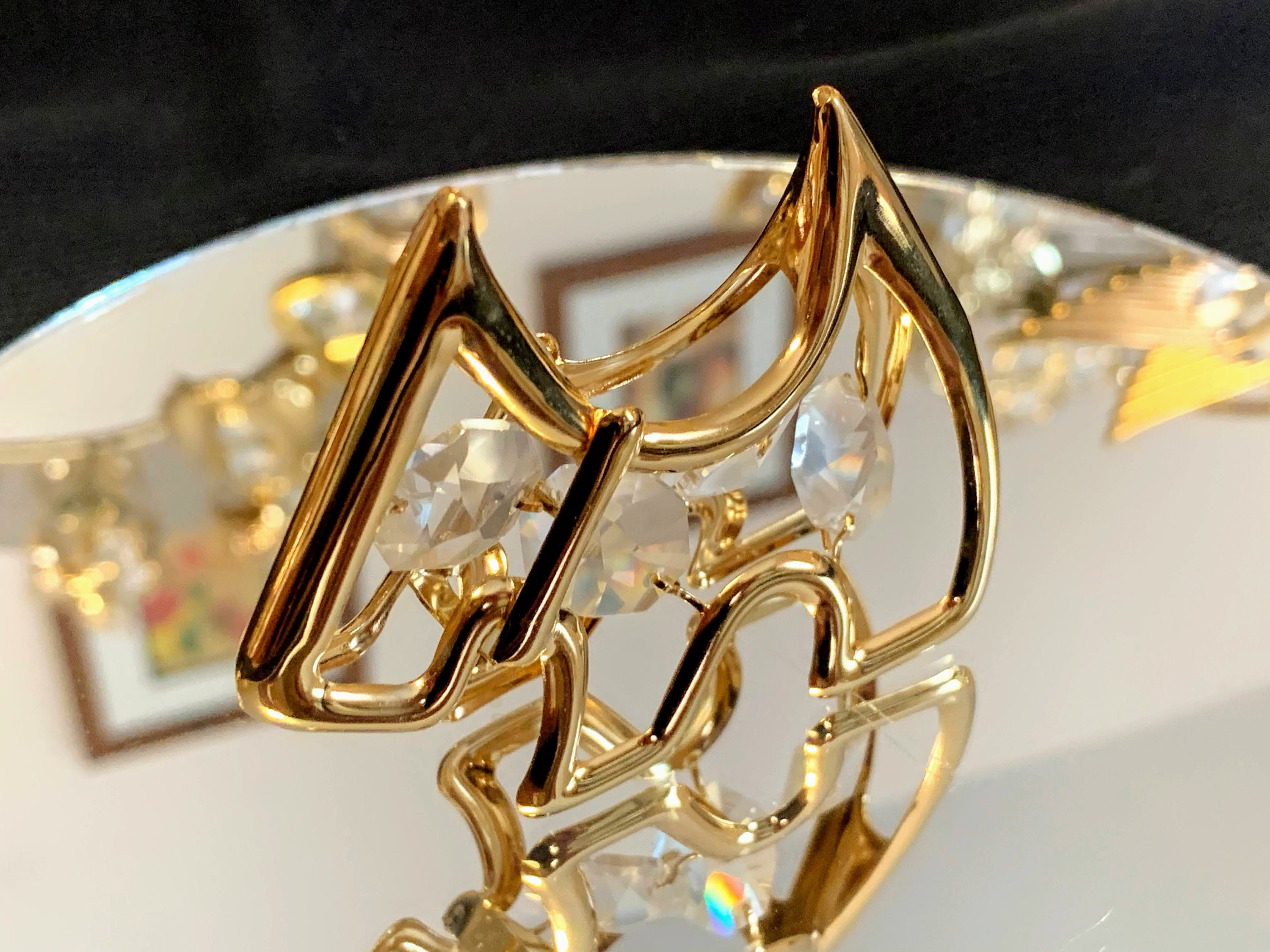 Scottie Dog Austrian Crystal Mascot 24K Gold Plated Figurine - Etsy