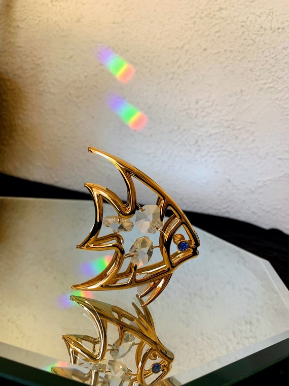 Fish Austrian Crystal Suncatcher Mascot 24K Gold Plated | Etsy