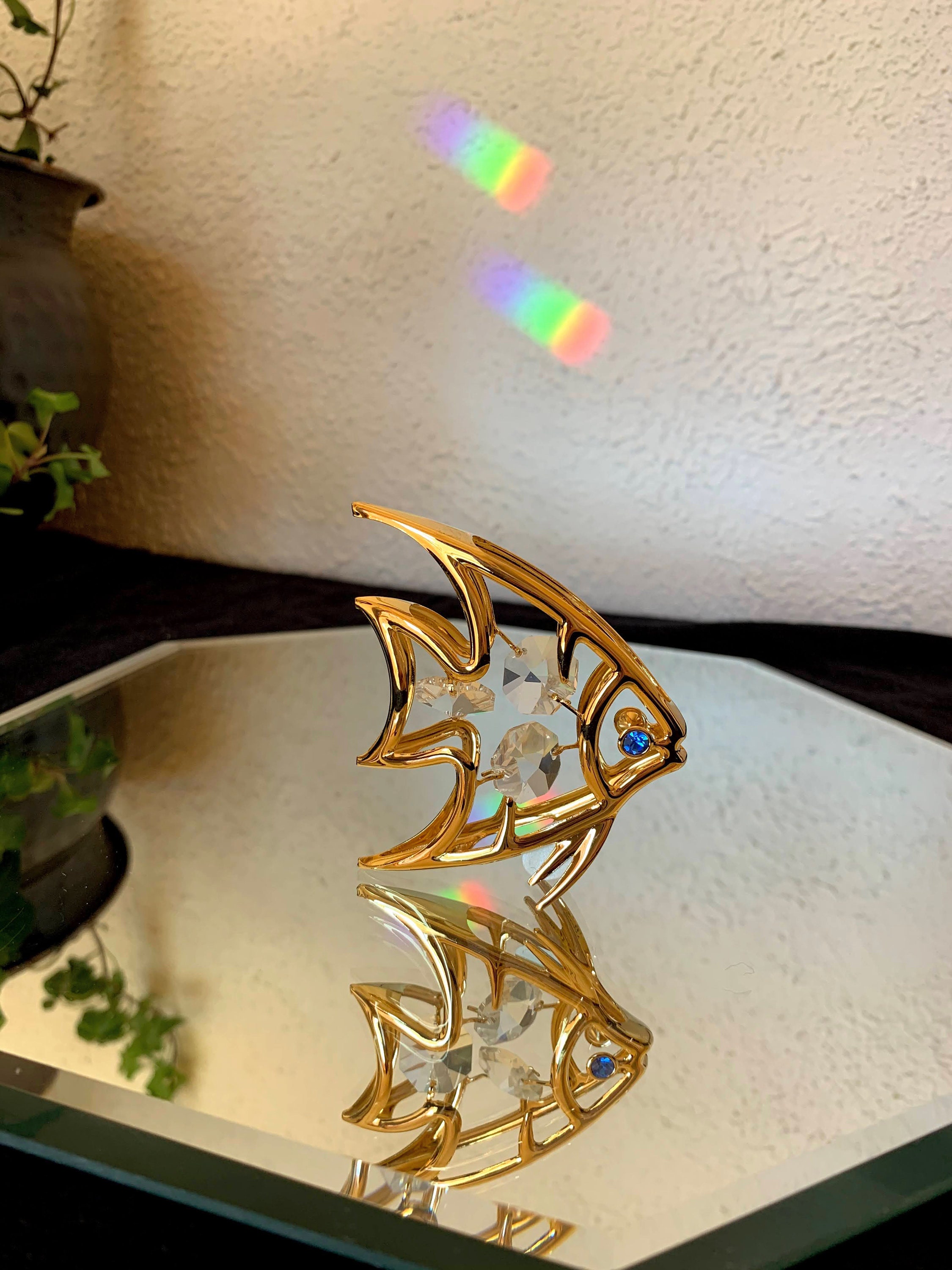 Fish Austrian Crystal Suncatcher Mascot 24K Gold Plated - Etsy