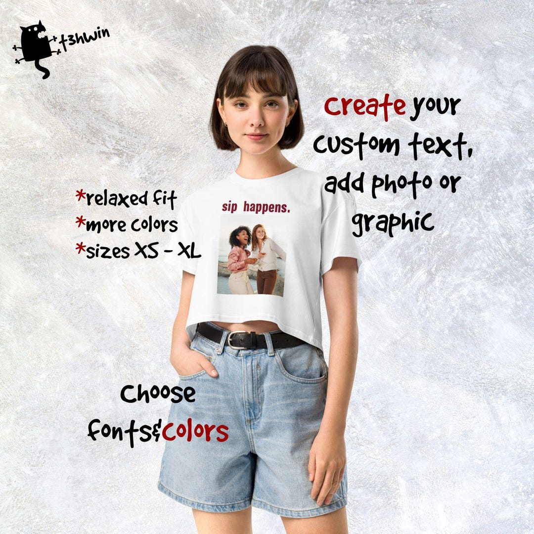 Custom Printed Crop Top | Personalized Crop Top | Custom Relaxed Fit ...