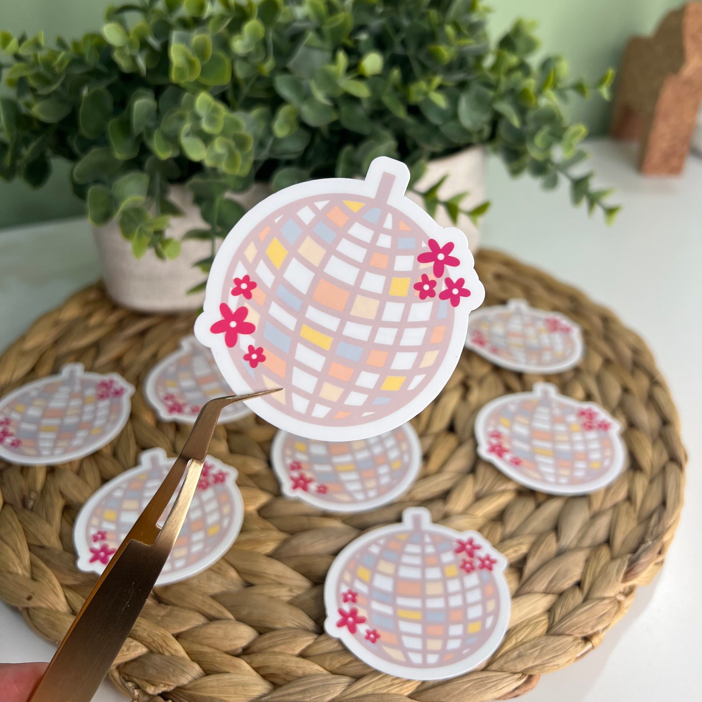 Groovy Floral Disco Ball Sticker Laptop Sticker Water - Etsy