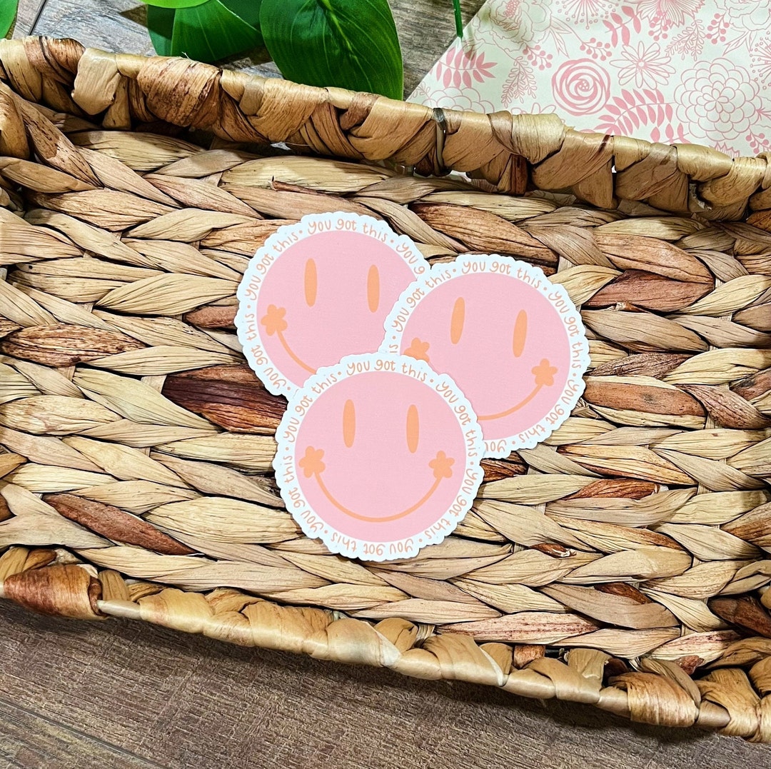 Smiley Face Flower Sticker: Motivational Waterproof Laptop Decal - Etsy