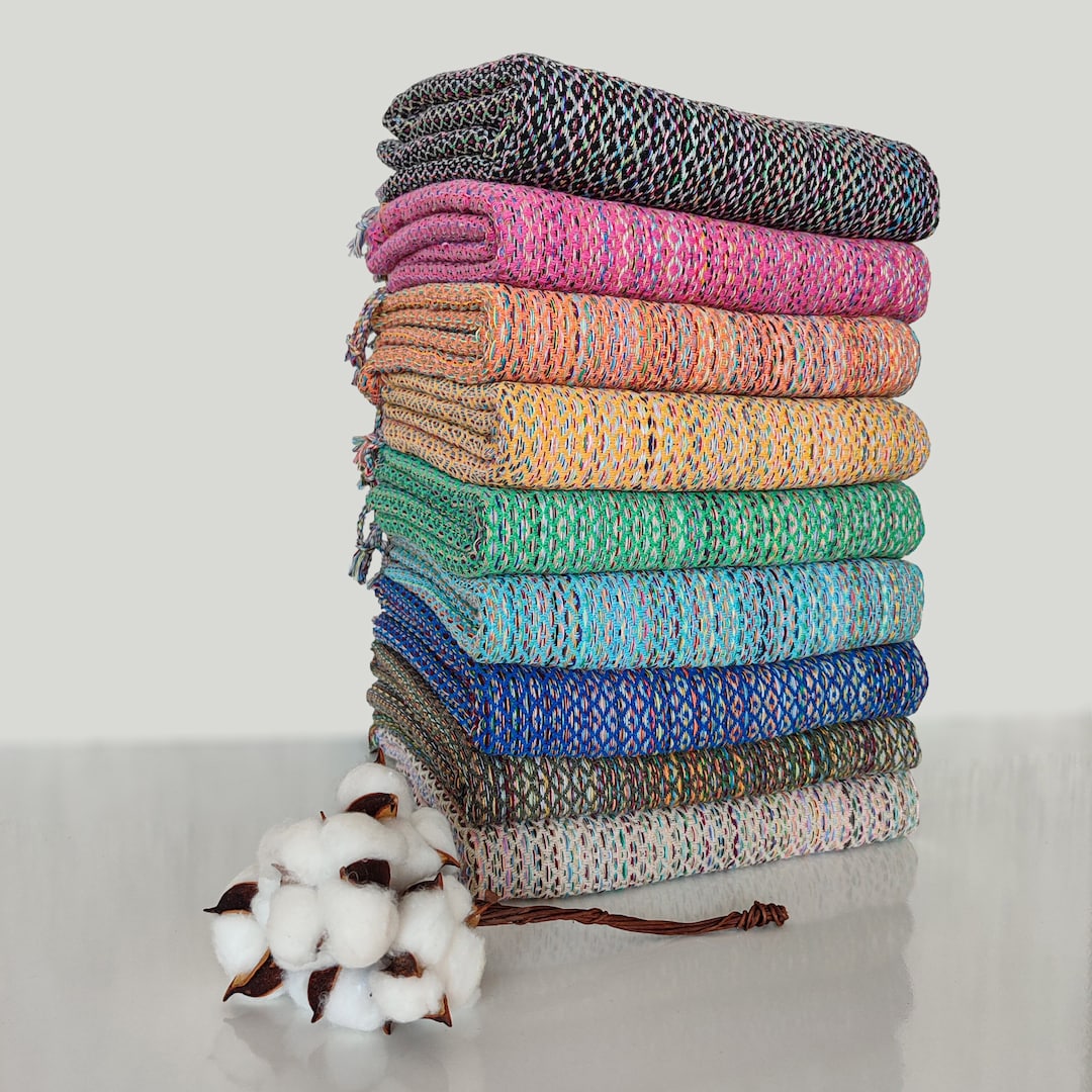 Organic Cotton Turkish Towel: Bohemian Multi-colored Bath & Beach Towel ...