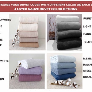 Organic Muslin Duvet Cover Set, Customized 4 Layer Gauze Set, Gauze ...