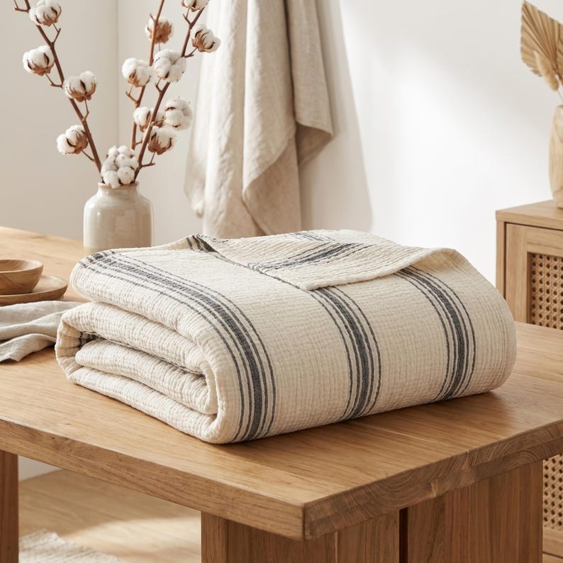 4 Layer Muslin Throw Blanket – Ultra Soft Organic Cotton Gauze ...