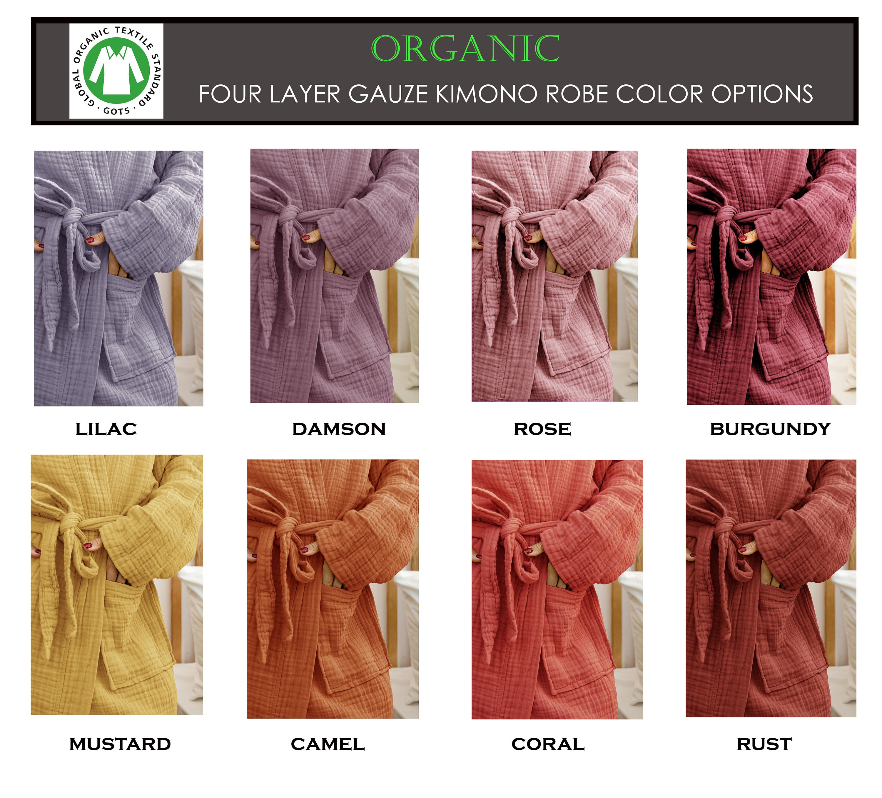 Organic Turkish Cotton Muslin Robe: Unisex 4-layer Gauze Hooded ...