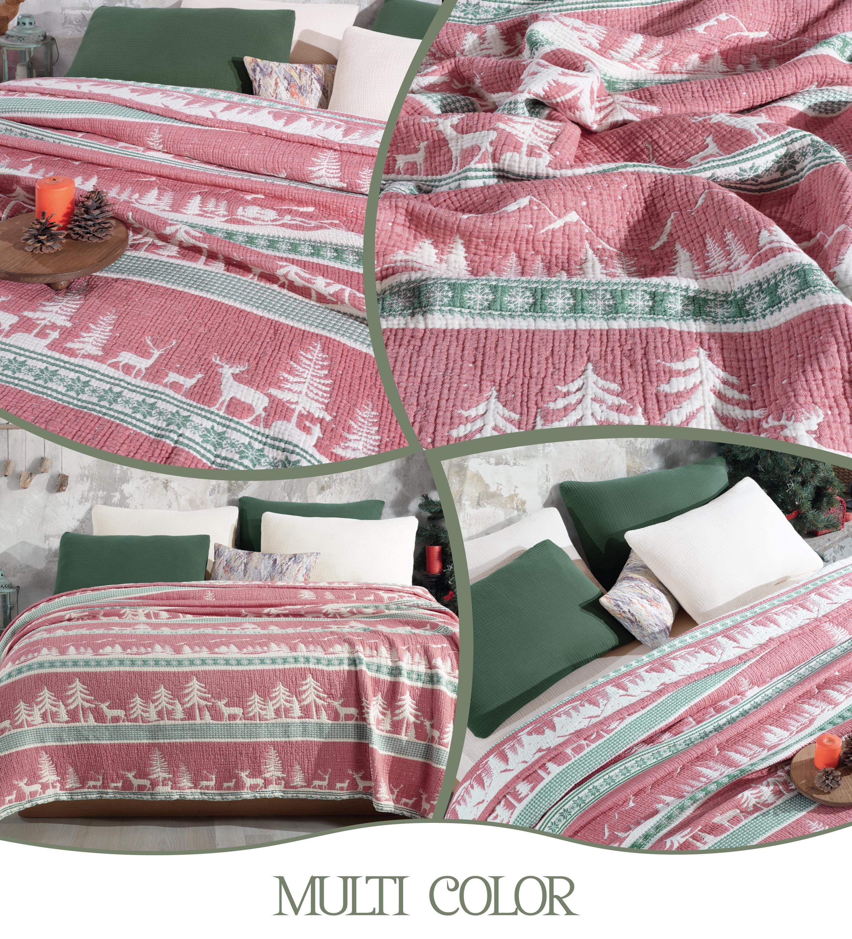 Organic Gauze Christmas Quilted Blanket: 6-layer Muslin Farmhouse ...