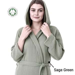 Organic Turkish Cotton Muslin Robe: Unisex 4-layer Gauze Hooded ...