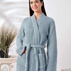 Organic Cotton Unisex Waffle Robe, Pure Cotton Bathrobe, Waffle Robe ...