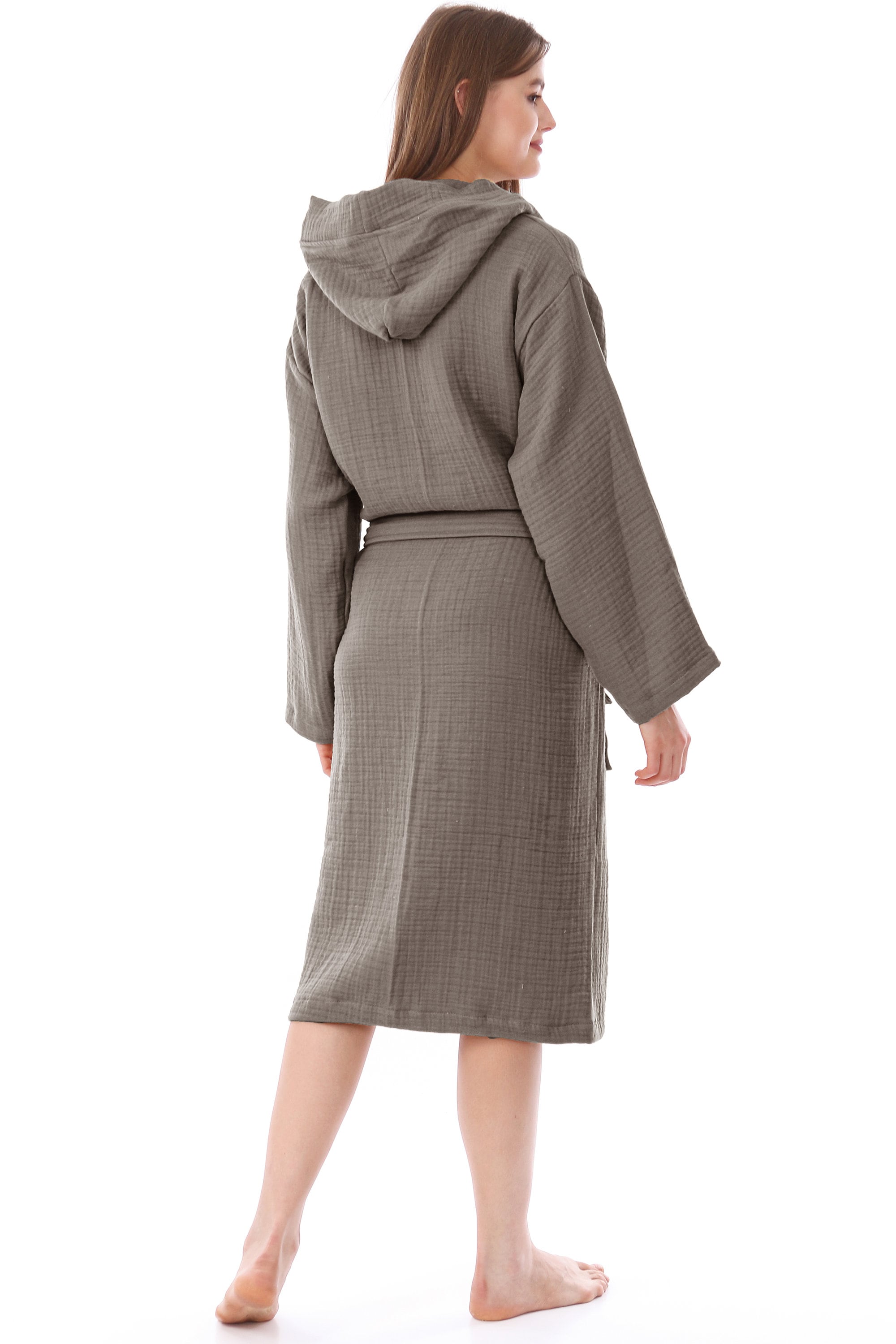 Organic Turkish Cotton Muslin Robe: Unisex 4-layer Gauze Hooded ...