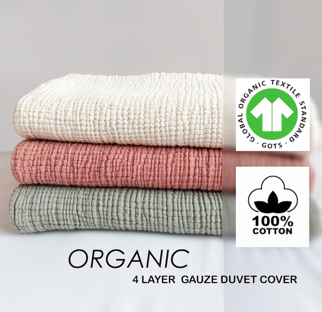 Organic Muslin Duvet Cover Set: 4-layer Cotton Gauze Bedding - Etsy