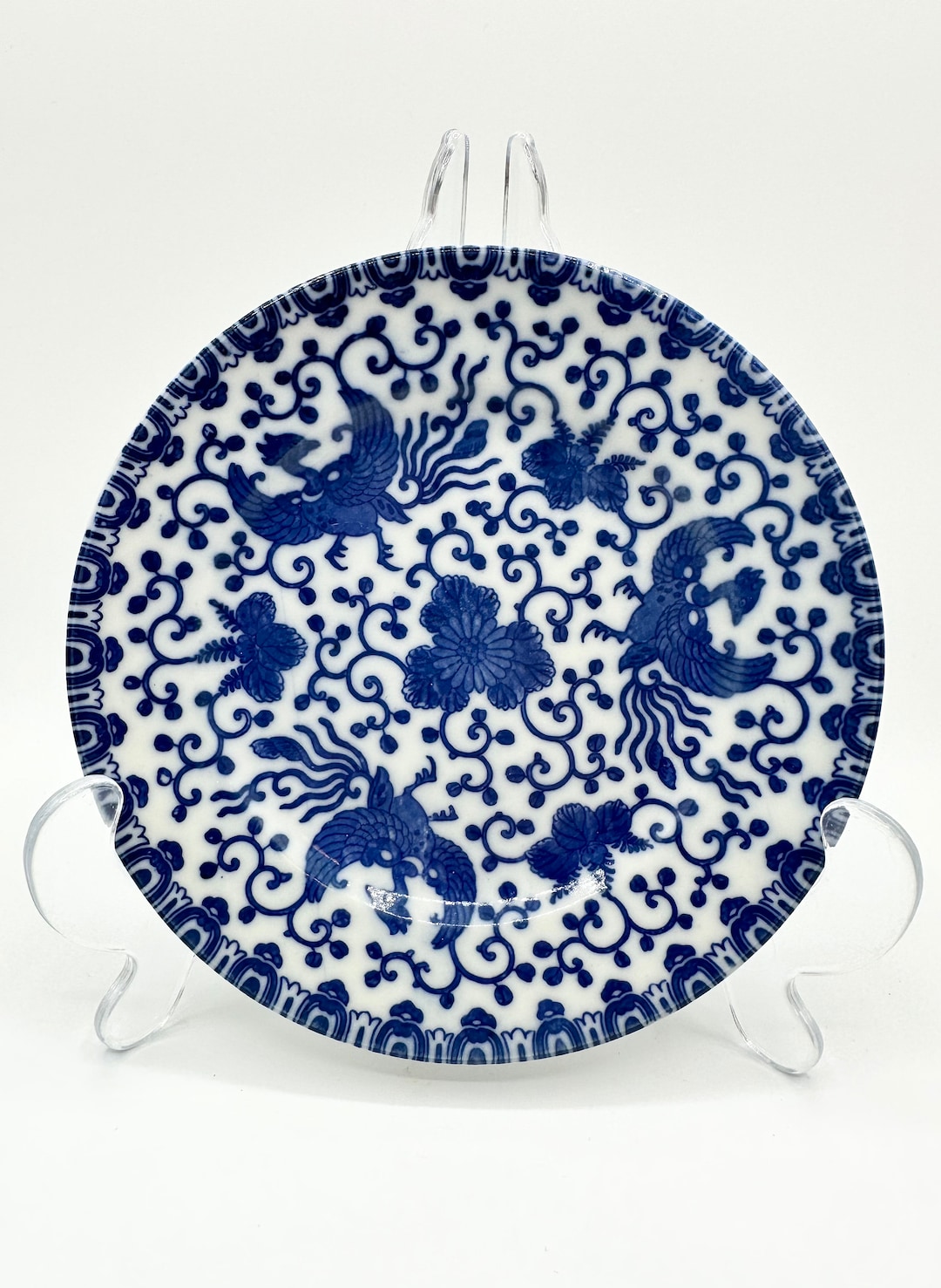 Antique 1890 1921 NIPPON Noritake Morimura Blue White Phoenix Bird ...