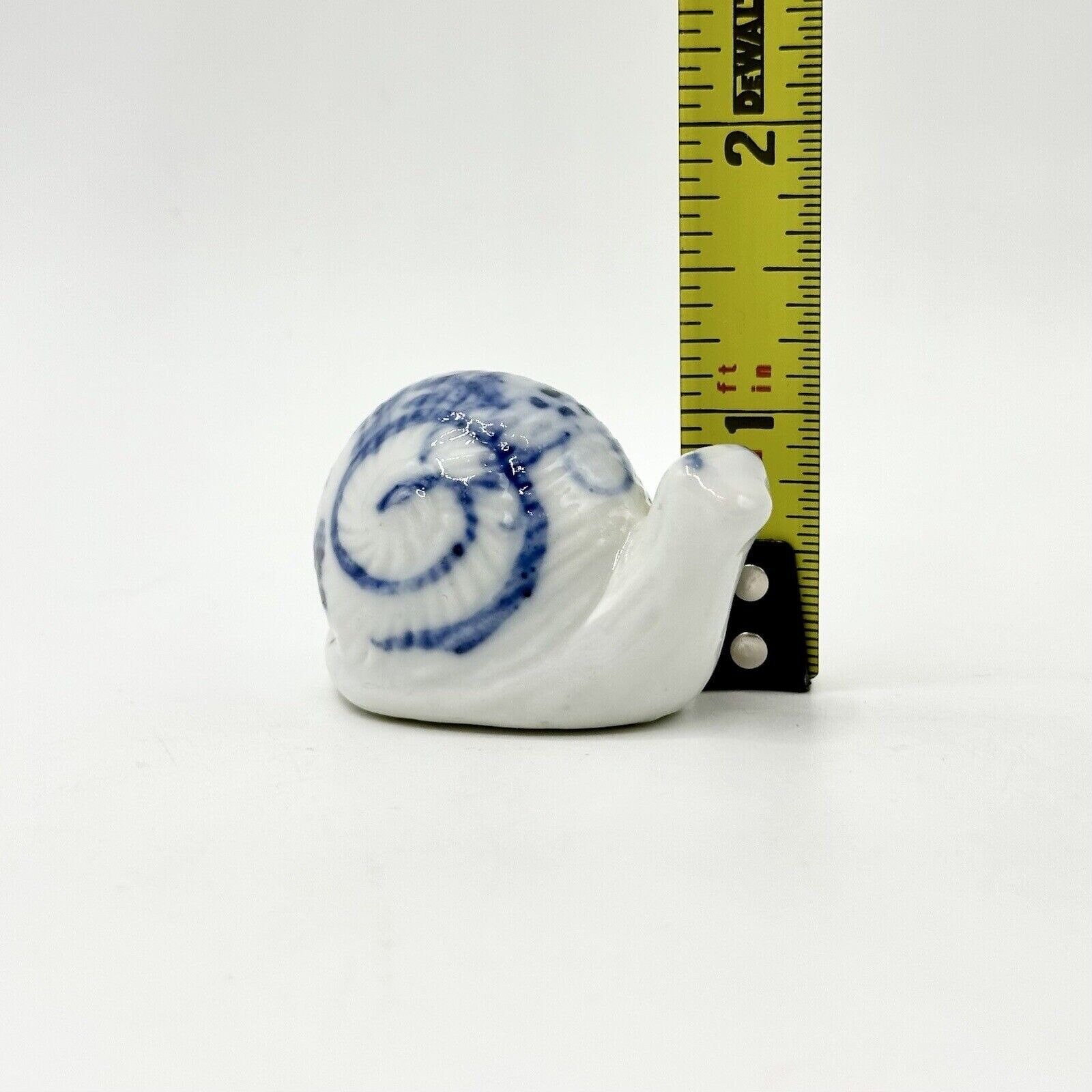 Vintage Blue White Snail Figurine Mini Small Porcelain Ceramic Delft ...