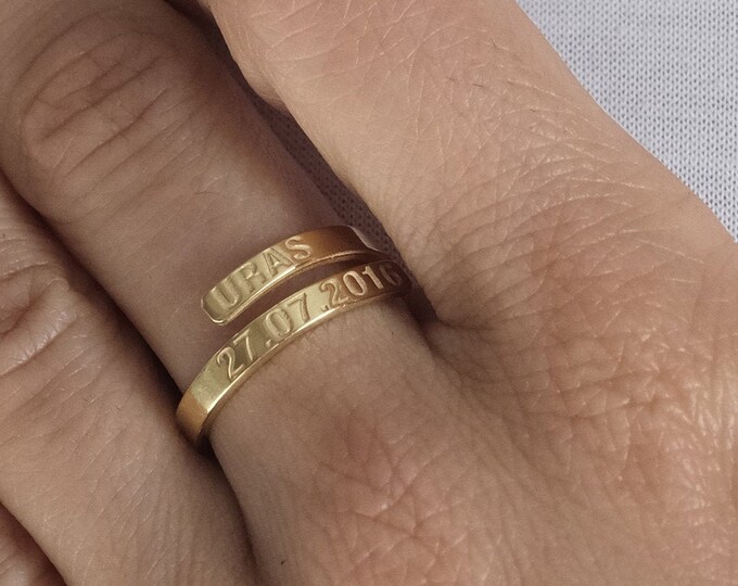 Sideway Initial Ring • Sterling Silver Ring • Stacking Ring • Custom Name Ring • Personalized ...