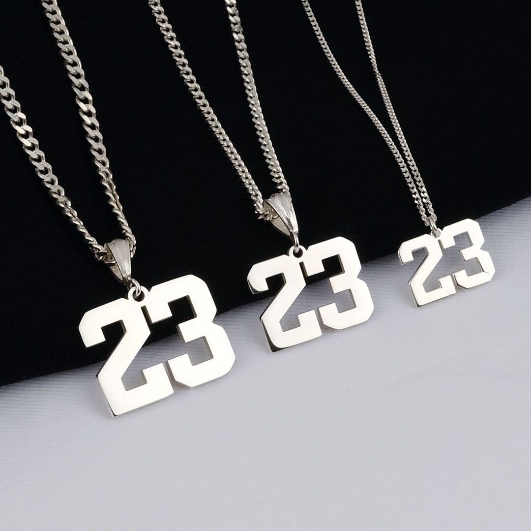 Silver 23 Necklace, Basketball Necklace, Number Pendant Necklace ...