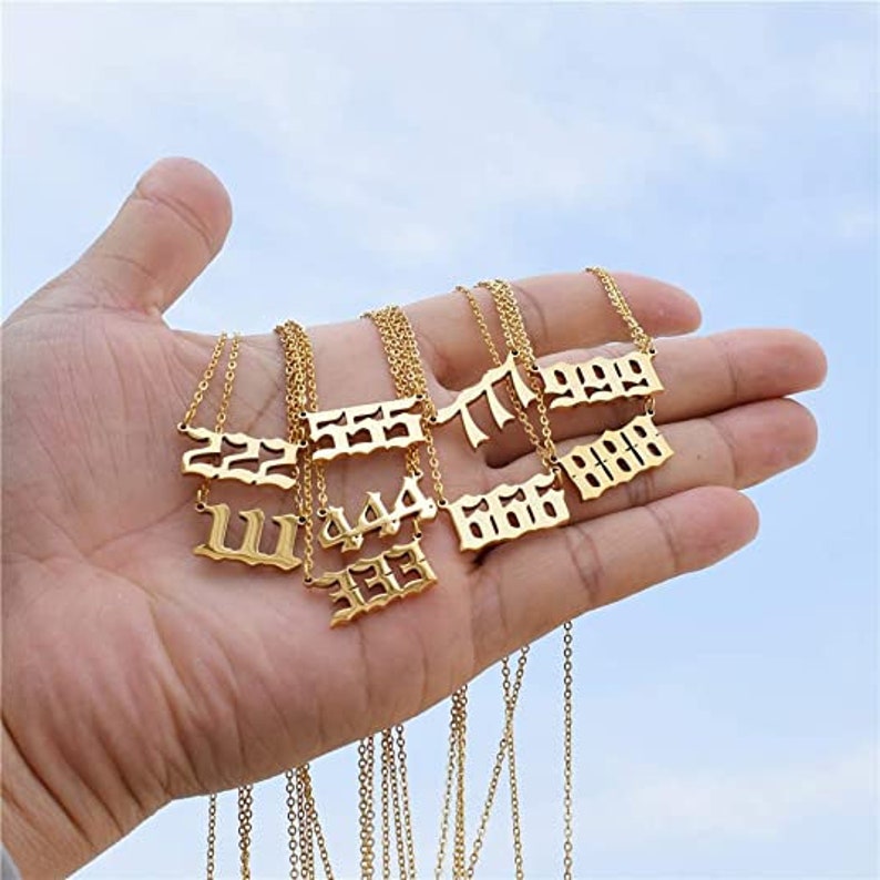 777 Angel Number Necklace, Old English 925 Sterling Silver Healing ...