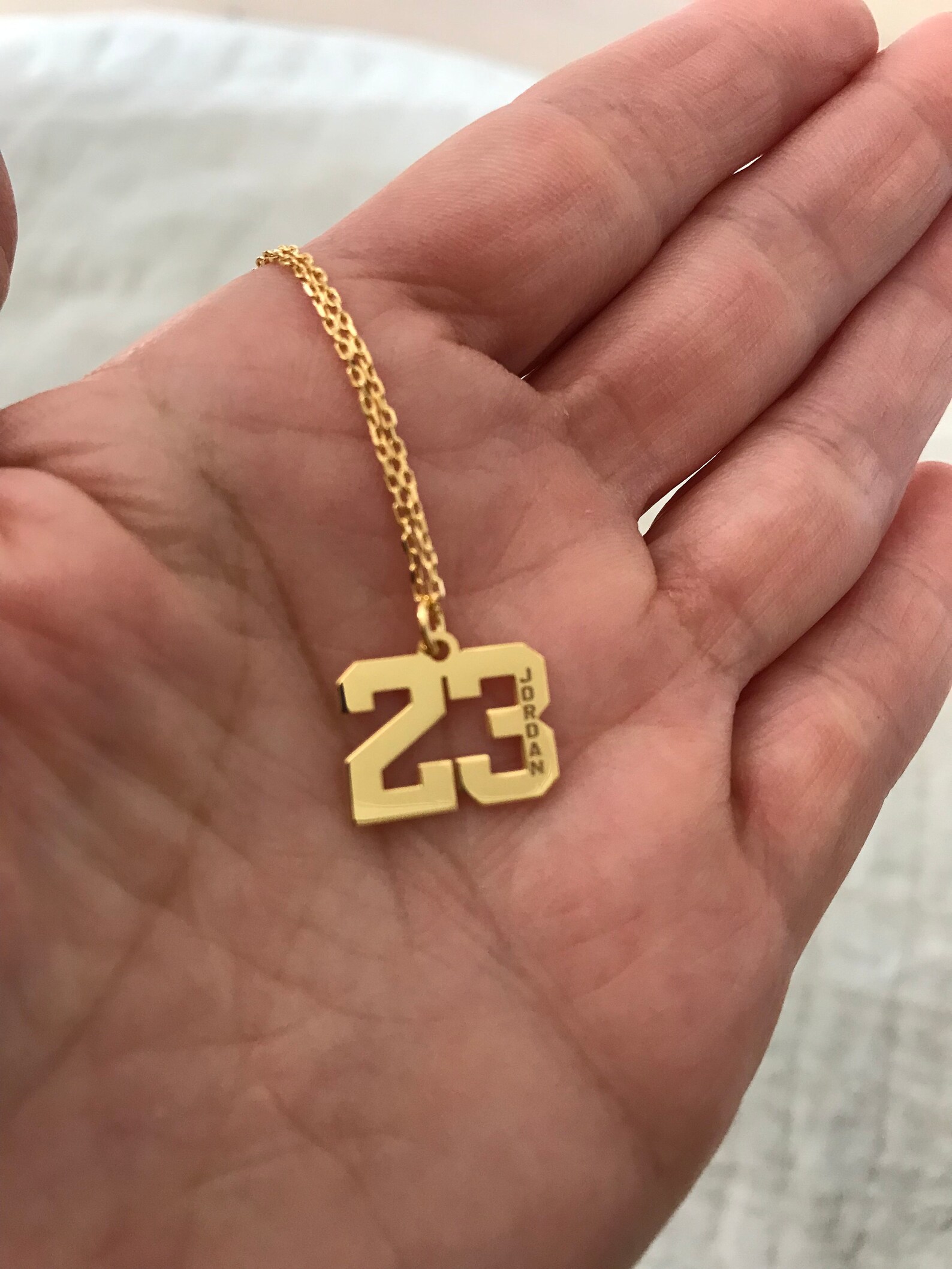 14K Gold Number Necklace, Necklace for Teams, Basketball Pendant ...
