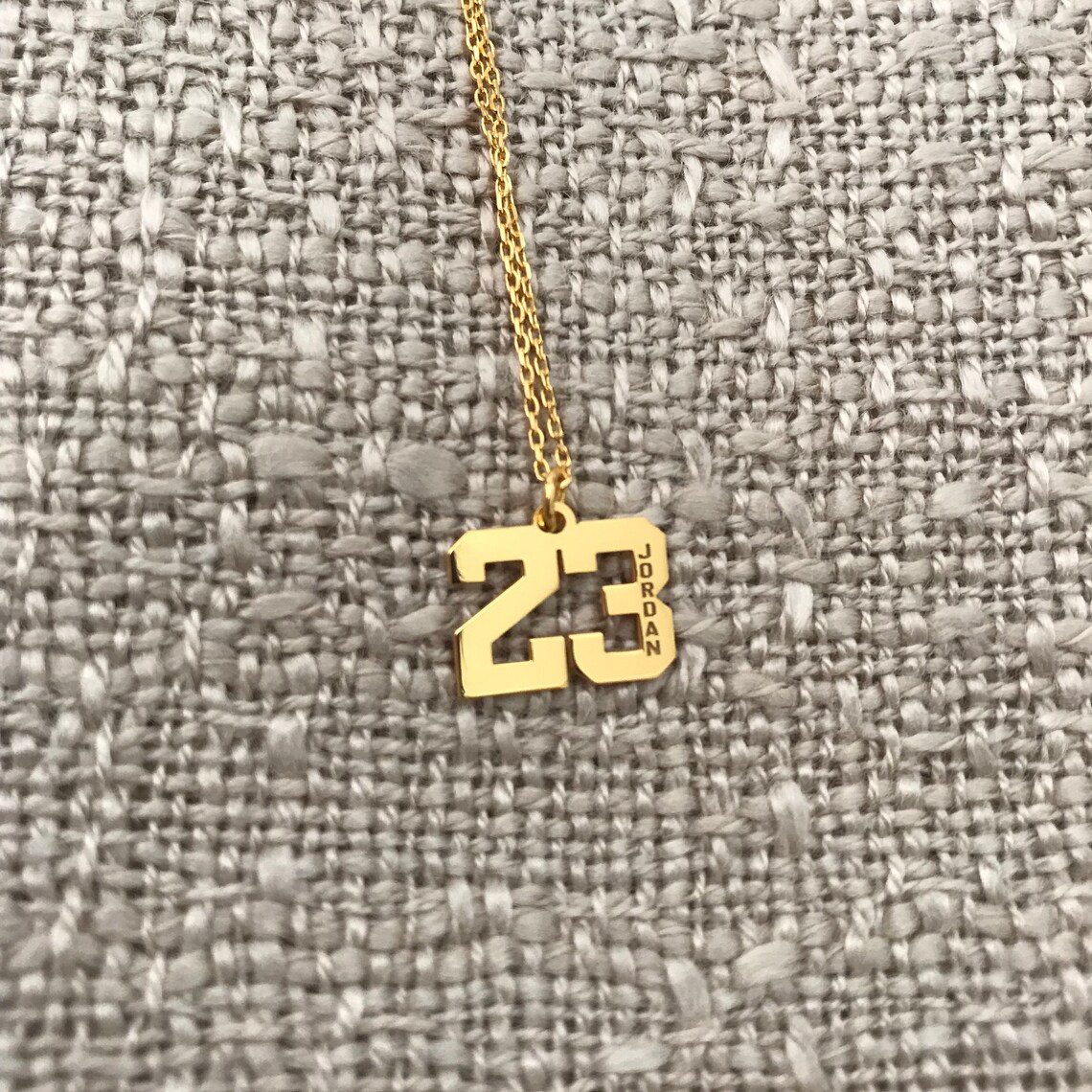 14K Gold Number Necklace, Necklace for Teams, Basketball Pendant ...