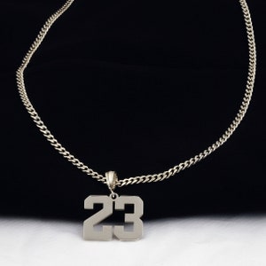 Silver 23 Necklace, Basketball Necklace, Number Pendant Necklace ...
