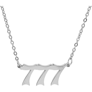 777 Angel Number Necklace, Old English 925 Sterling Silver Healing ...