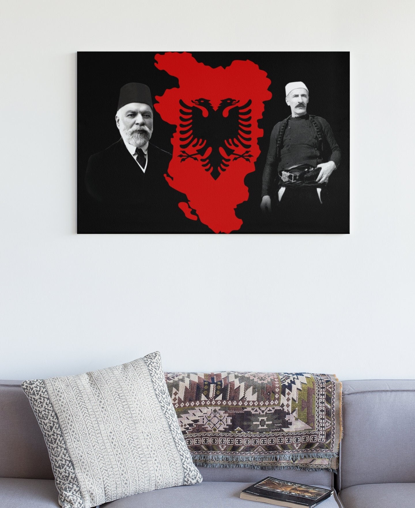 Albanian Autochthonous Flag Wall Canvas 65X45CM | Flamuri Autokton ...