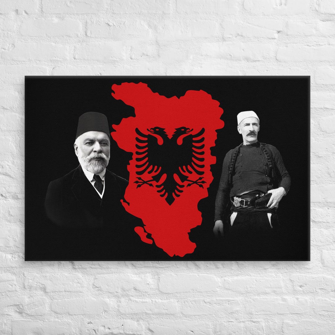 Albanian Autochthonous Flag Wall Canvas 65X45CM | Flamuri Autokton ...