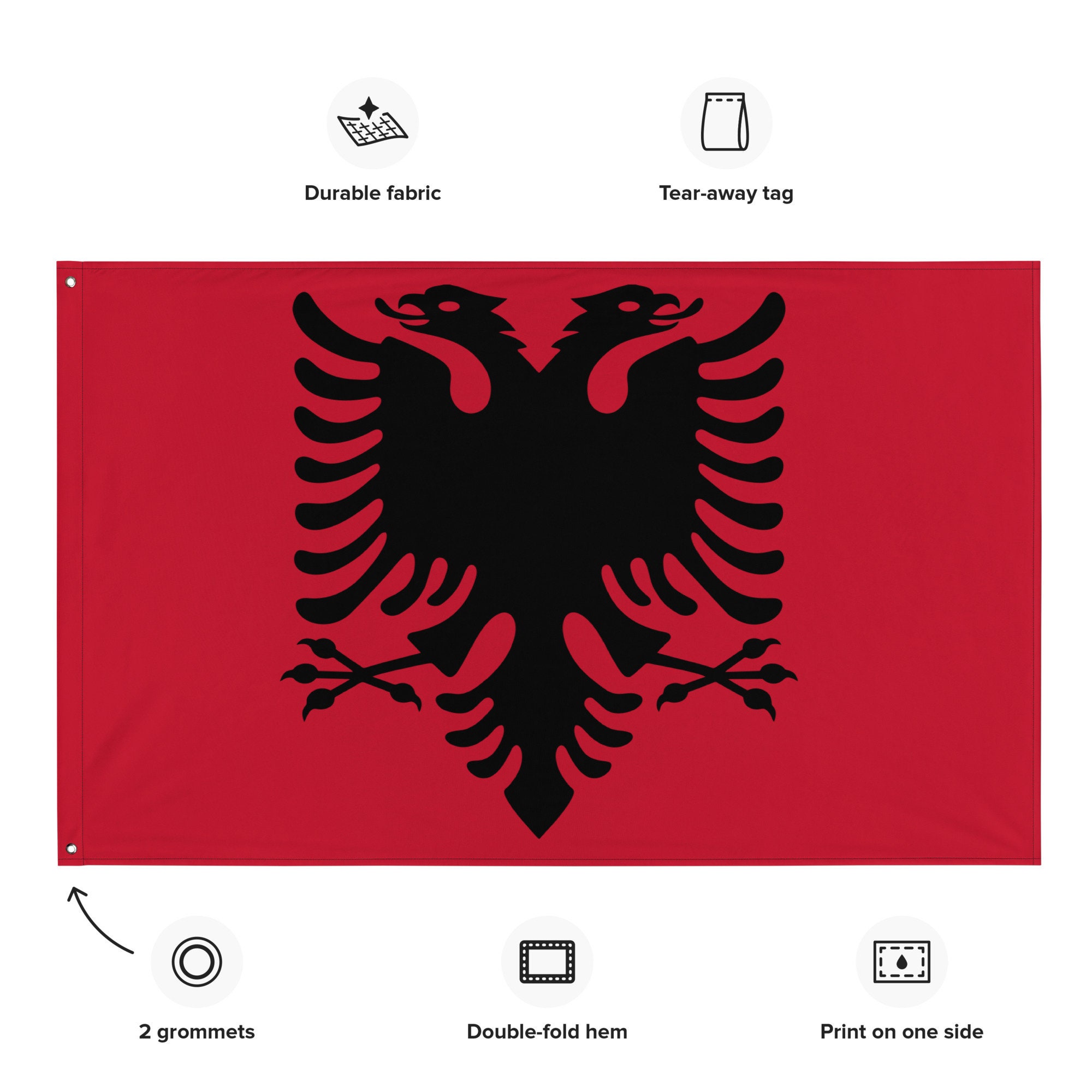 Albanian Flag Flamuri Shqiptar Kuq E Zi - Etsy