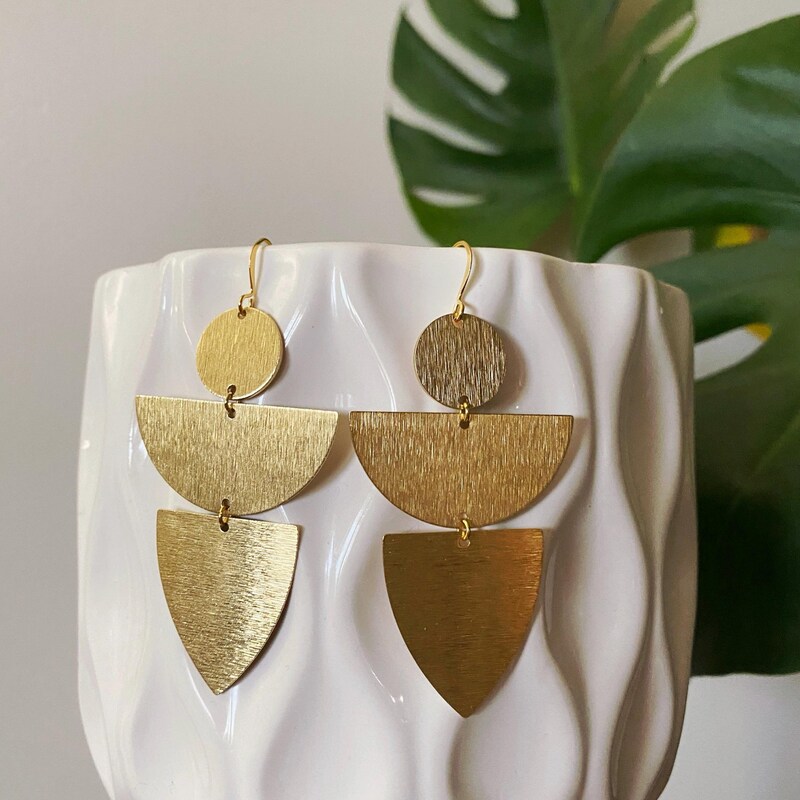 Gold Geometric Earrings - Etsy