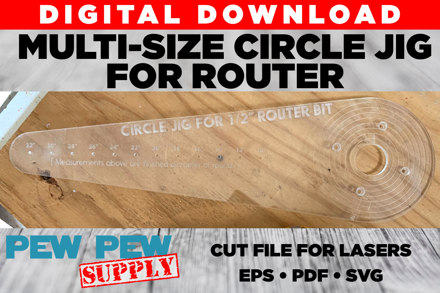 Laser Cut File Circle Jig for Router, Router Jig, Circle Cut Jig ...