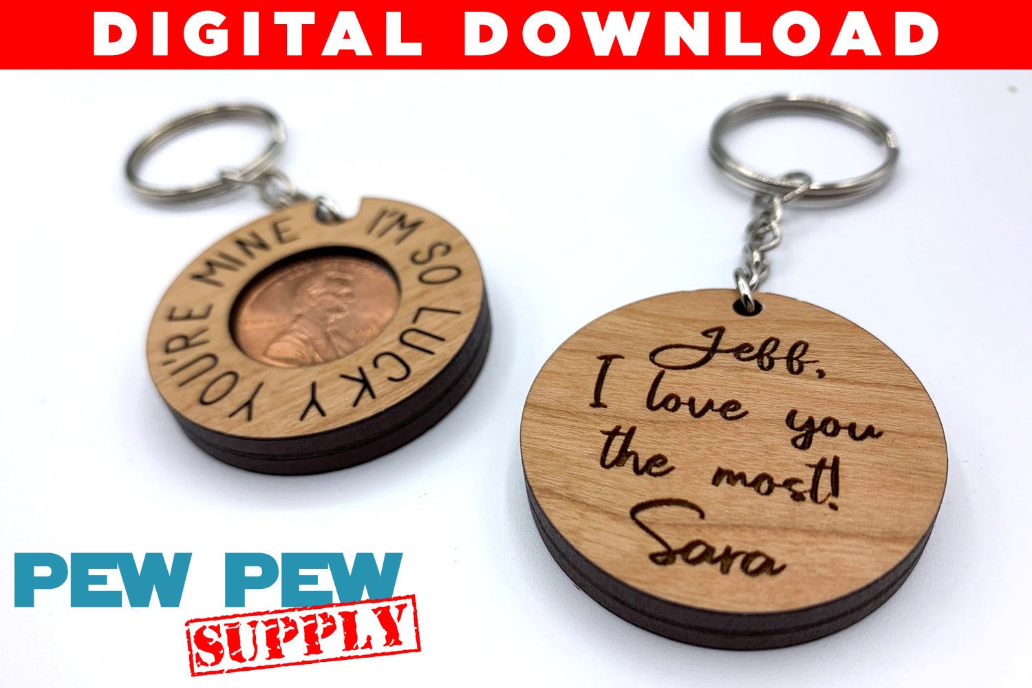 Lucky Penny Keychain Cut File SVG, Valentine's Day, Anniversary, Couple ...