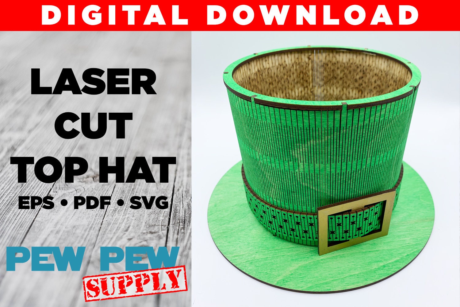 Top Hat Laser Cut File, Lepruchan Hat, Uncle Sam Hat, St Patrick's Day ...