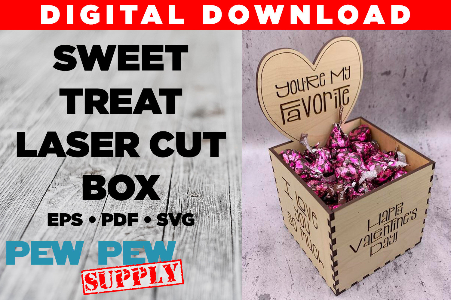 Sweet Treat Box Laser Cut File, Valentine's Day, Heart Candy Box ...