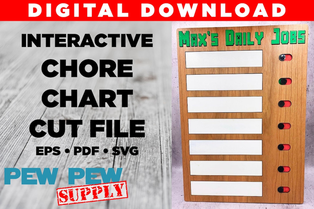 Customizable White Board Chore Chart, Laser Cutter File, Laser Cut ...